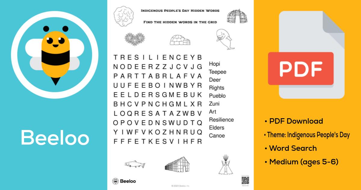 Indigenous People's Day Hidden Words • Beeloo Printable Crafts and ...