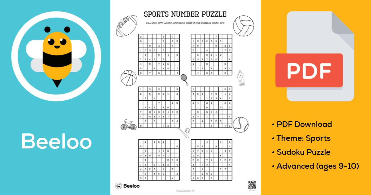 Sports Number Puzzle • Beeloo Printable Crafts and Activities for Kids