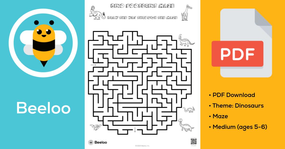 Dino Footprint Maze • Beeloo Printable Crafts and Activities for Kids