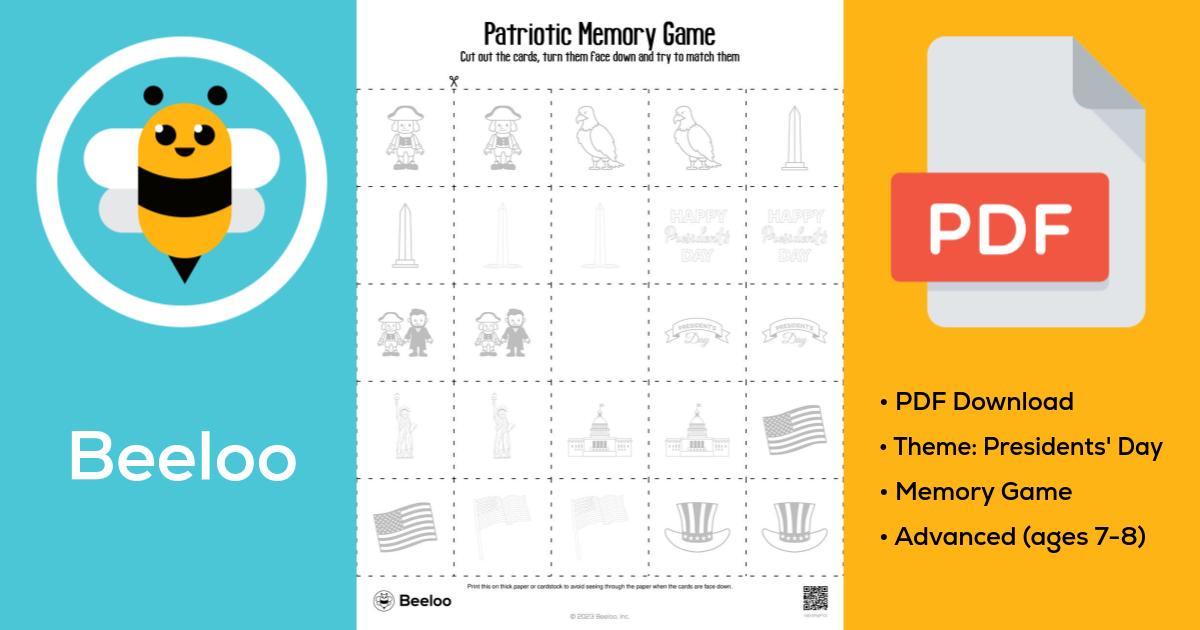Patriotic Memory Game • Beeloo Printable Crafts and Activities for Kids