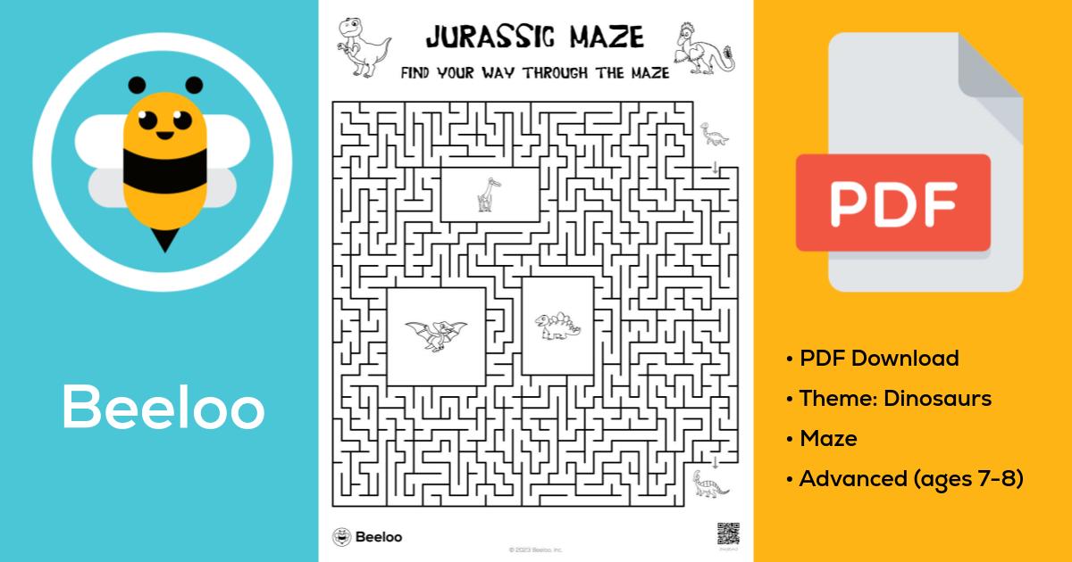 Jurassic Maze • Beeloo Printable Crafts and Activities for Kids