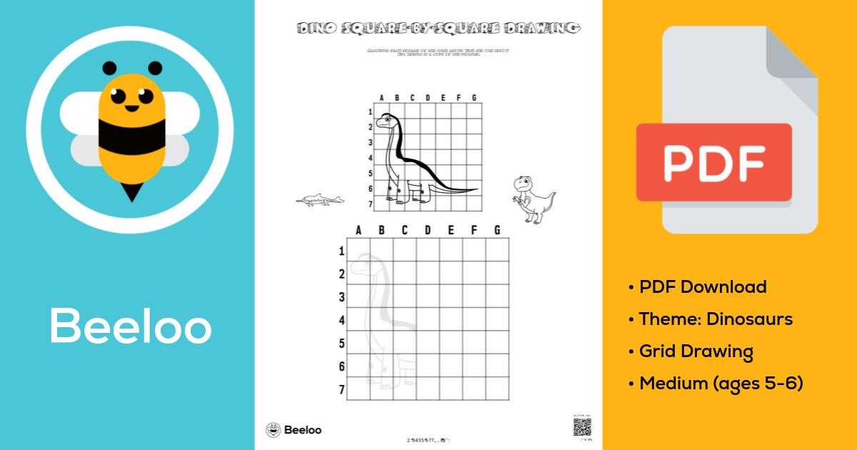 Dino Square-by-Square Drawing • Beeloo Printable Crafts and Activities ...