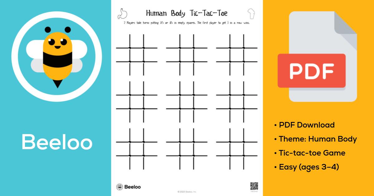 Human Body Tic-Tac-Toe • Beeloo Printable Crafts and Activities for Kids