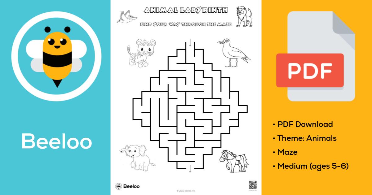 Animal Labyrinth • Beeloo Printable Crafts and Activities for Kids