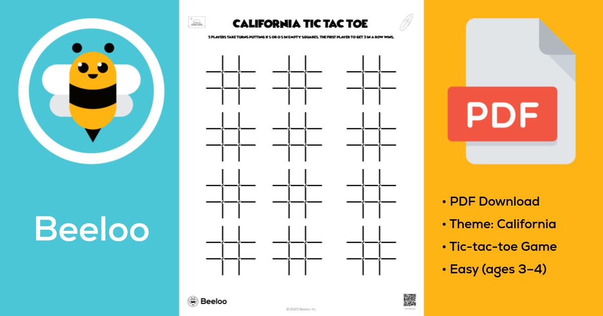 California Tic-Tac-Toe • Beeloo Printable Crafts and Activities for Kids