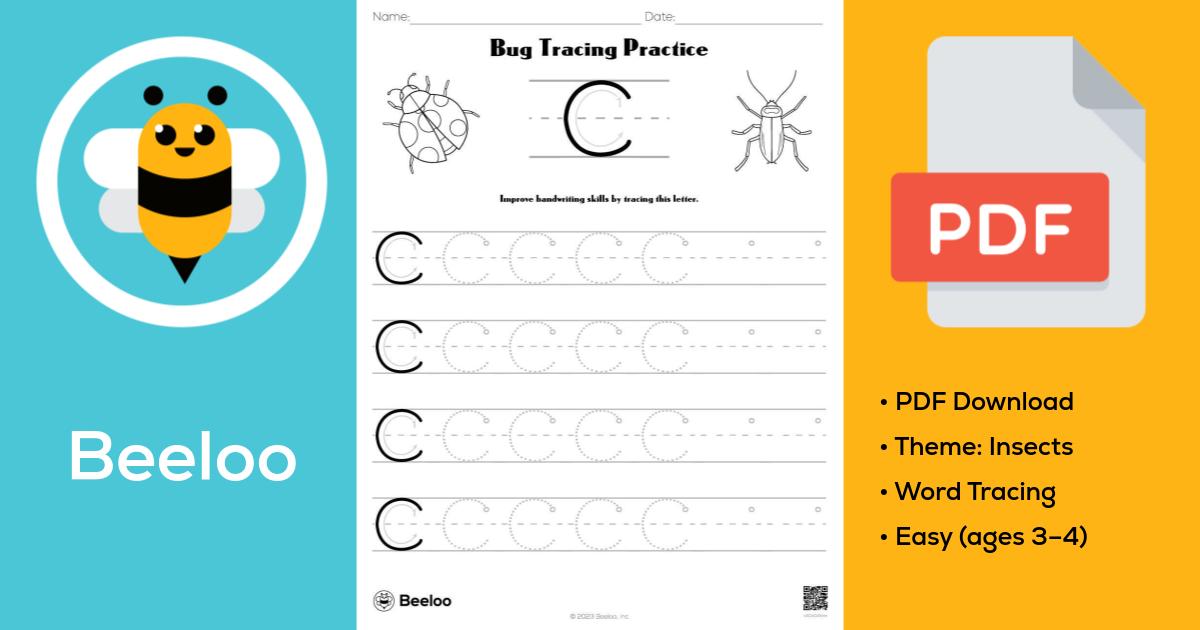 Bug Tracing Practice • Beeloo Printable Crafts and Activities for Kids