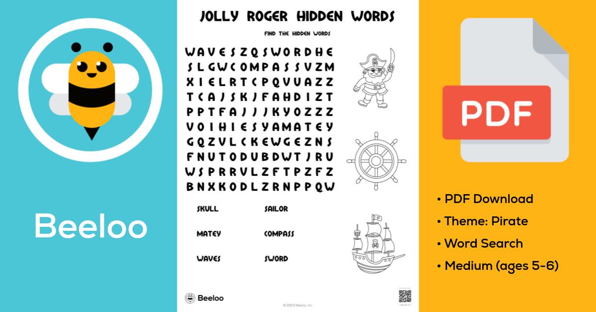 Jolly Roger Hidden Words • Beeloo Printable Crafts and Activities for Kids