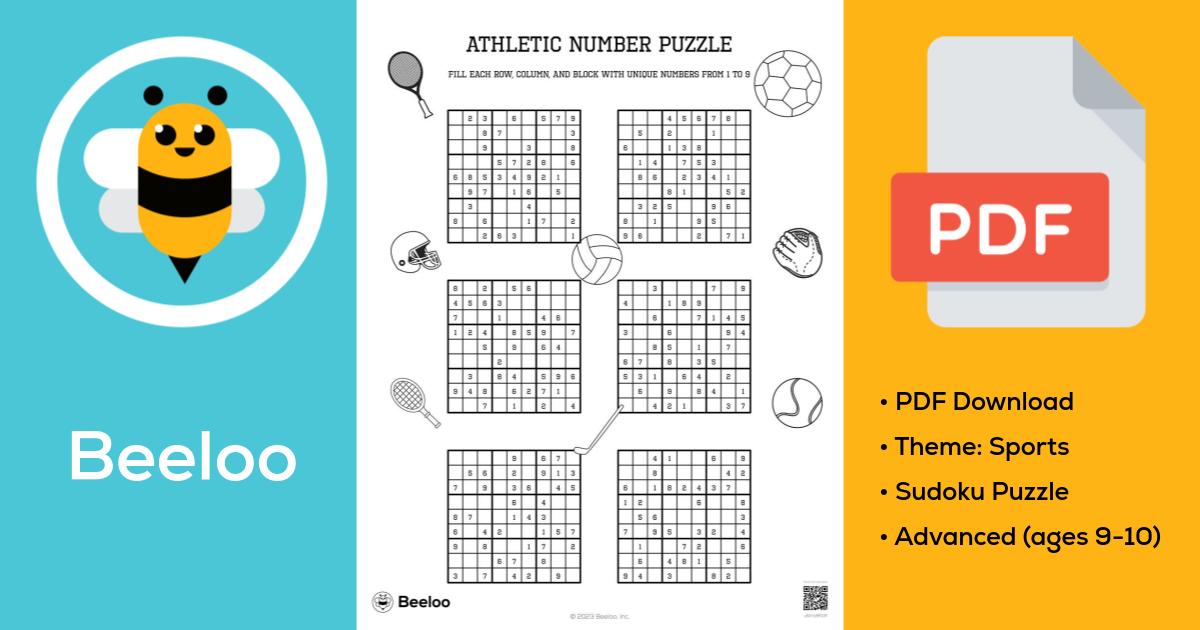 Athletic Number Puzzle • Beeloo Printable Crafts and Activities for Kids