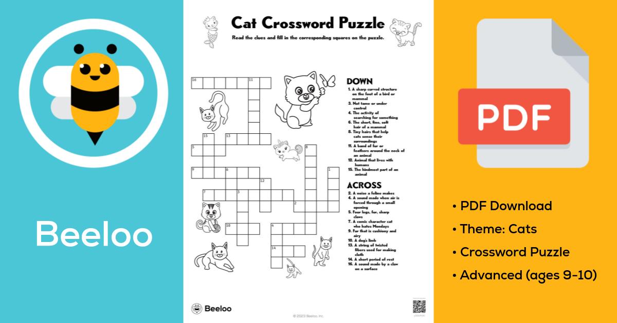 Cat Crossword Puzzle • Beeloo Printable Crafts and Activities for Kids