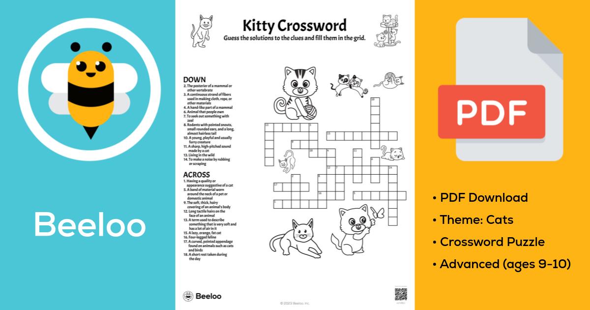 Kitty Crossword • Beeloo Printable Crafts and Activities for Kids
